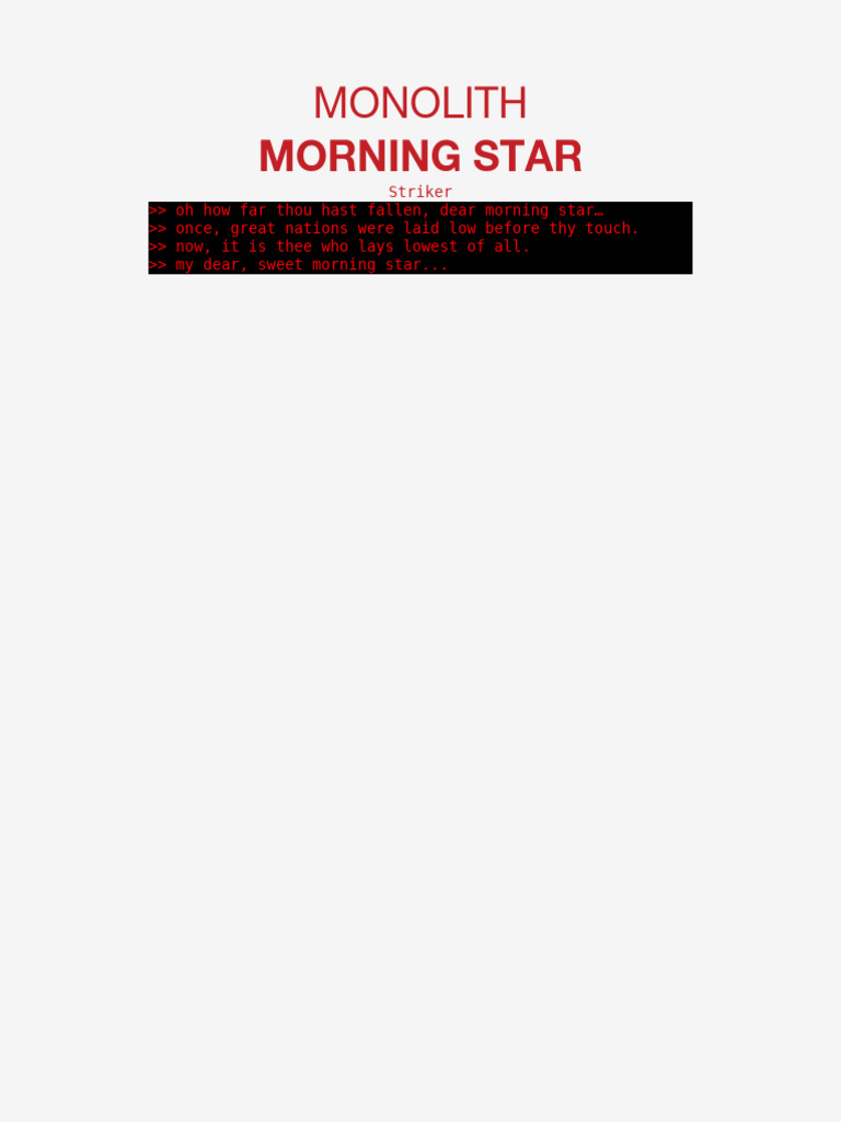 Monolith Solutions Morning Star | PDF