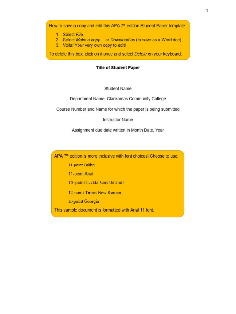 CCC APA 7th Ed. Student Paper Template | PDF | Citation | Apa Style