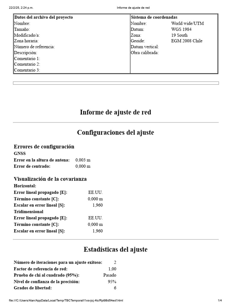 Informe de Ajuste de Red | PDF | Tecnología geográfica | Geofísica