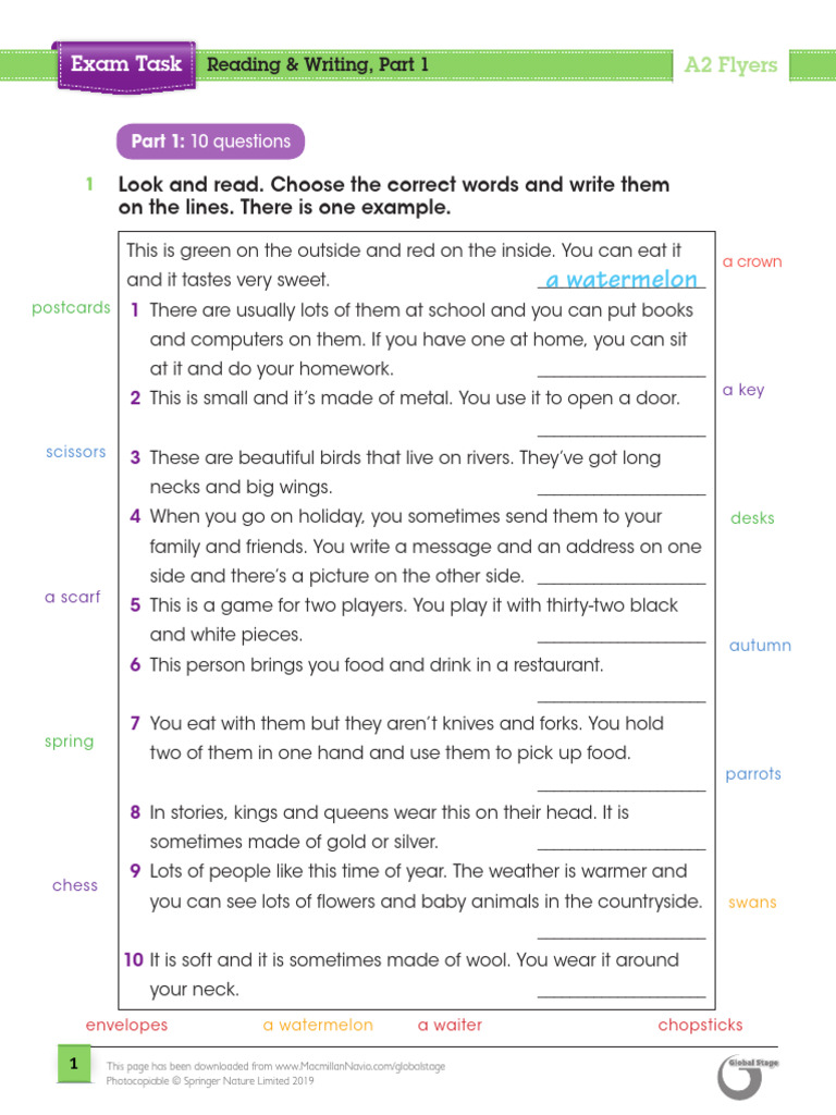 GS A2 Flyers Exam Task R&W Pt1 | PDF