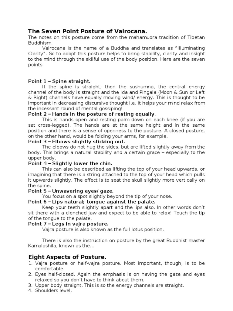 The Seven Point Posture of Vairocana | PDF | Indian Religions ...