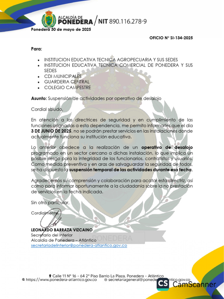 Oficio #Si-134-2025 | PDF