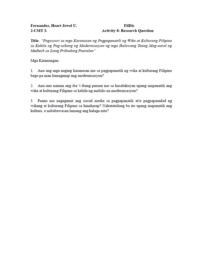 Fernandez, Heart Jewel Activity 8 | PDF