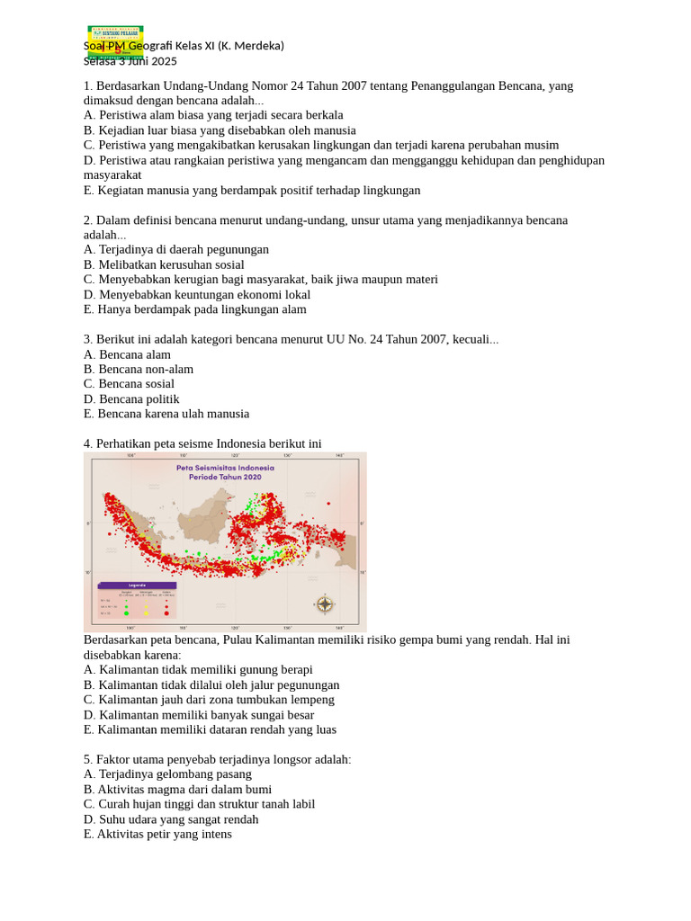 Pemahaman Bencana Menurut UU 24/2007 | PDF