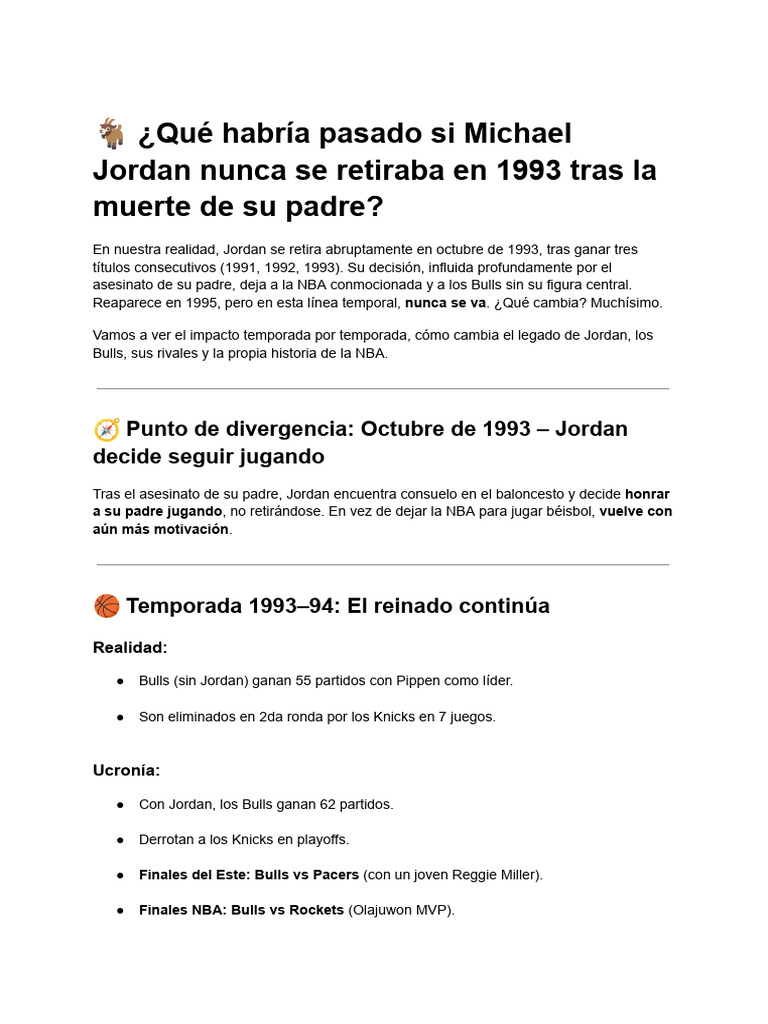 Qué Habría Pasado Si Michael Jordan Nunca Se Retiraba en 1993 Tras La ...