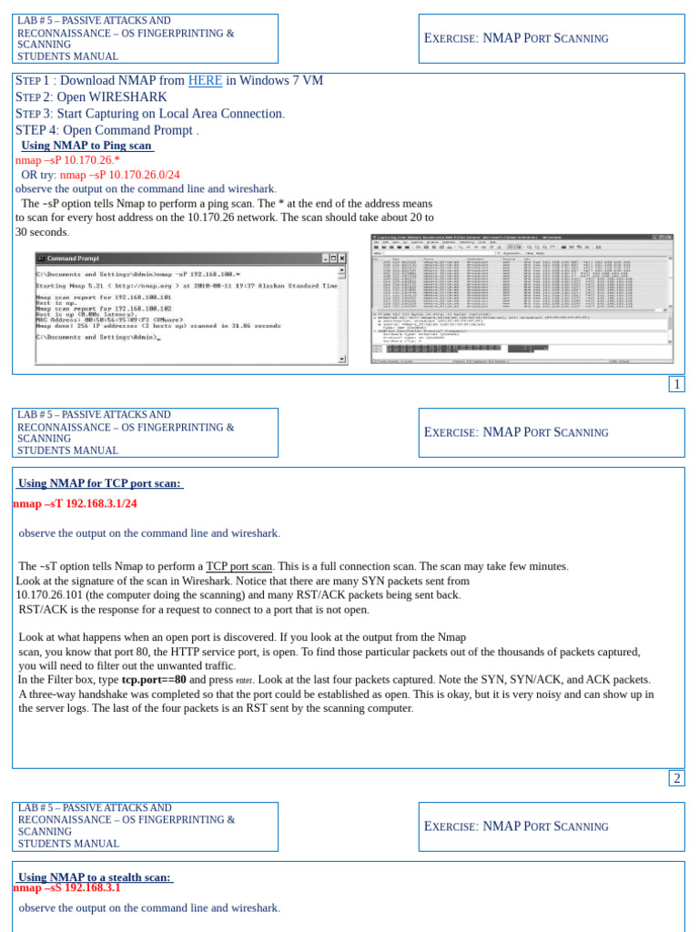 Lab 5 - Port Scanning - Nmap - Lab PPT | PDF | Transmission Control Protocol | Network Architecture