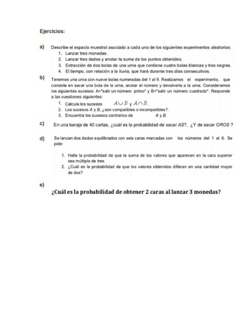 Ejercicios de Probabilidad | PDF