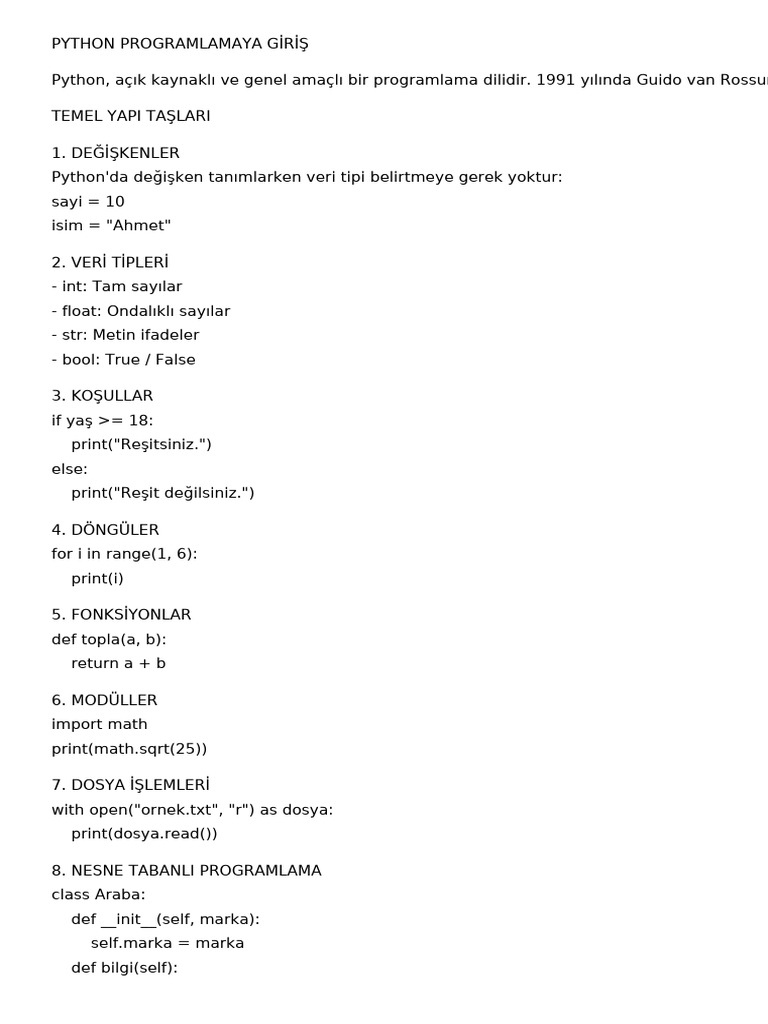 4 Python Programlama Notlari | PDF