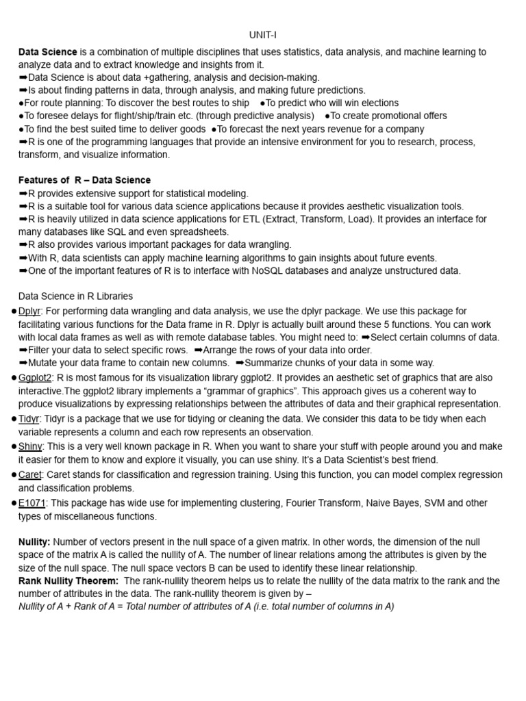 Data Science Using R Programming - Data Science Using R Unit 1-5 | PDF | Support Vector Machine ...
