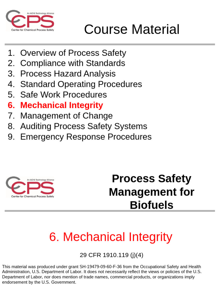 06 Biofuels Mechanical Integrity | PDF | Safety | Occupational Safety ...