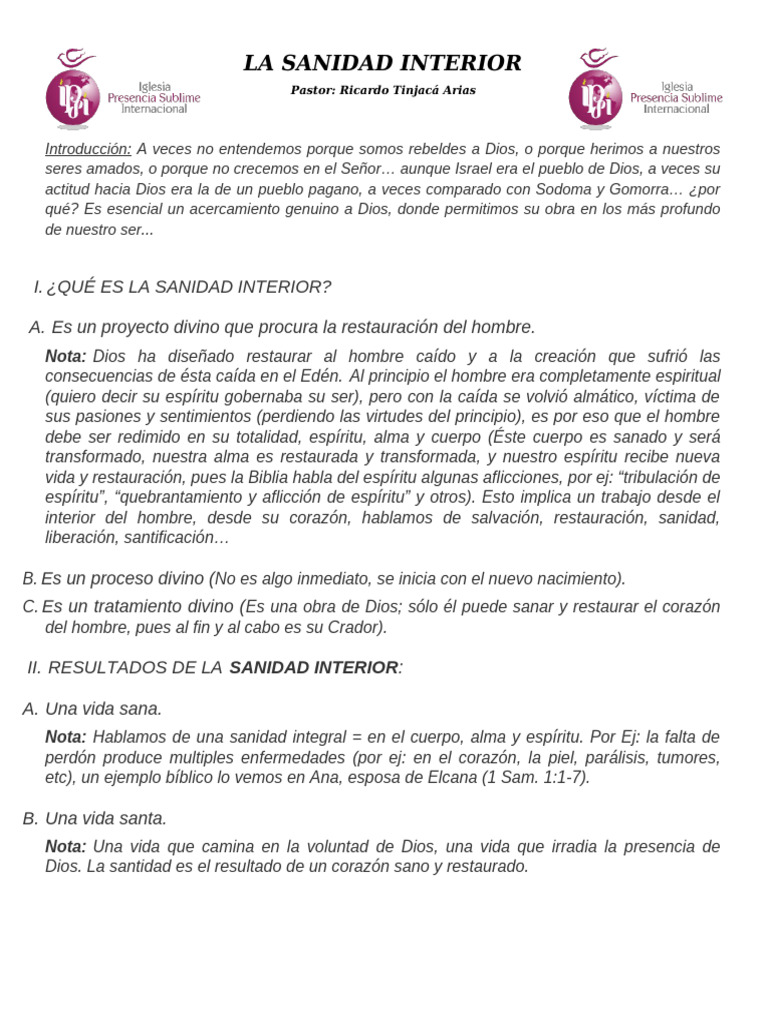 Sanidad Interior: Restauración Espiritual | PDF | Salvación | Dios