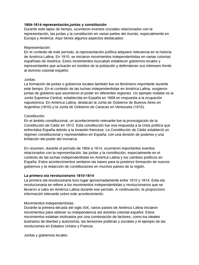 Representación y Revoluciones 1804-1825 | PDF | Brasil | America latina