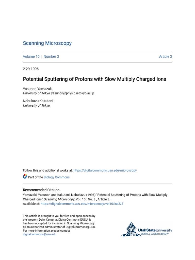 Potential Sputtering of Protons With Slow Multiply Charged Ions | PDF ...