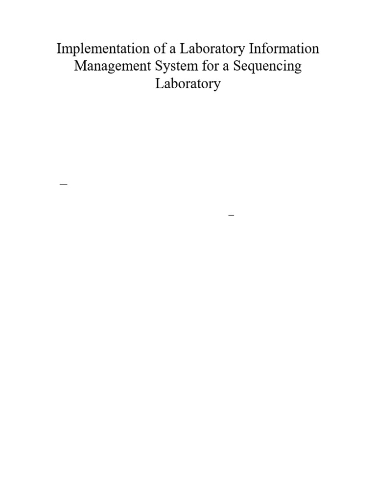 Implementation of A Laboratory Information Management System For A ...