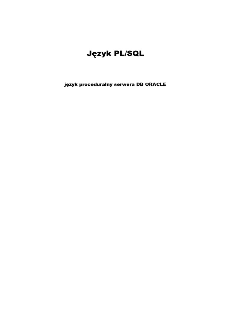 Język PL - SQL | PDF