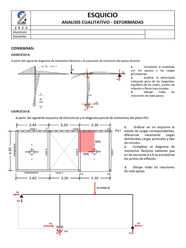 TP 1 - Esquicio - Resolución | PDF | Viga (Estructura) | Ingeniería mecánica