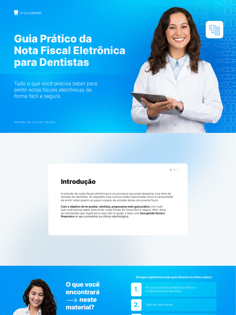 Guia Prático Da Nota Fiscal Eletrônica para Dentistas | PDF | Recibo | Impostos