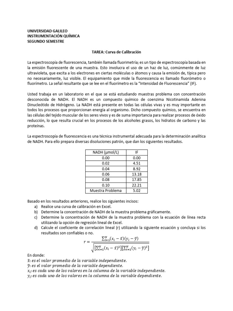 Curva de Calibraci N | PDF | Nicotinamida adenina dinucleótida | Fluorescencia
