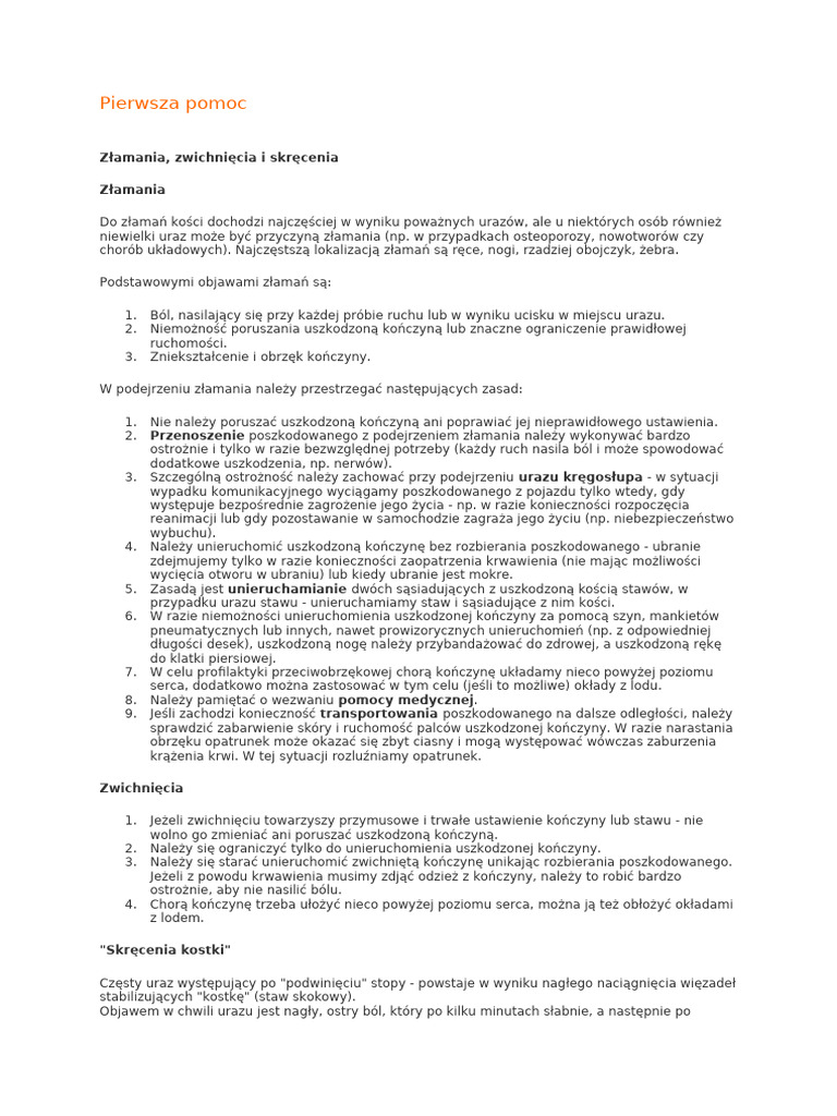 Złamania, Zwichnięcia i Skręcenia | PDF
