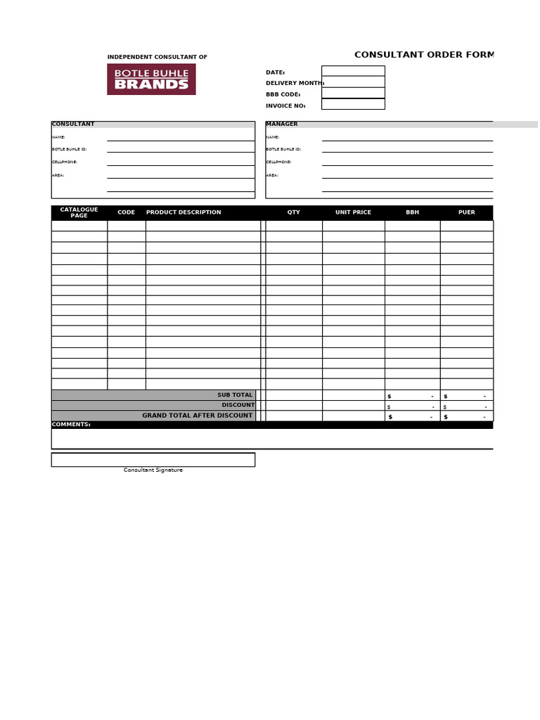 Botle Buhle Order Form | PDF