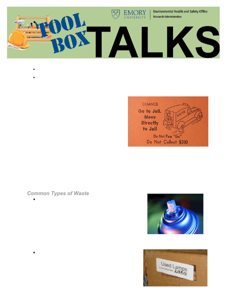 Toolbox Training Regulated Waste Management | PDF | Waste | United ...