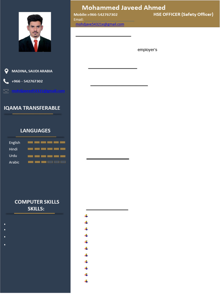 Mohammed Javeed Hse Officer.. | PDF | Occupational Safety And Health | Workplace