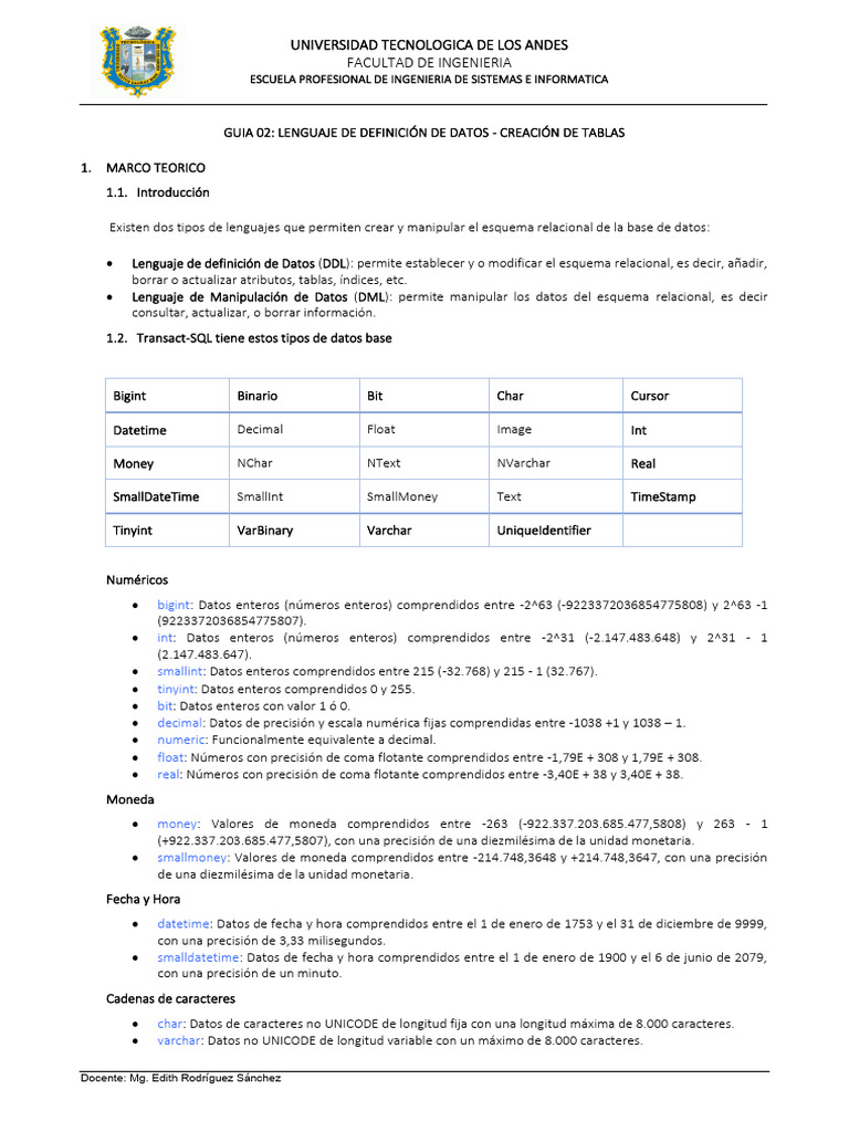 Guia Pr-Ctica 02 - Creaci-N de Bases de Datos | PDF | SQL | Bases de datos