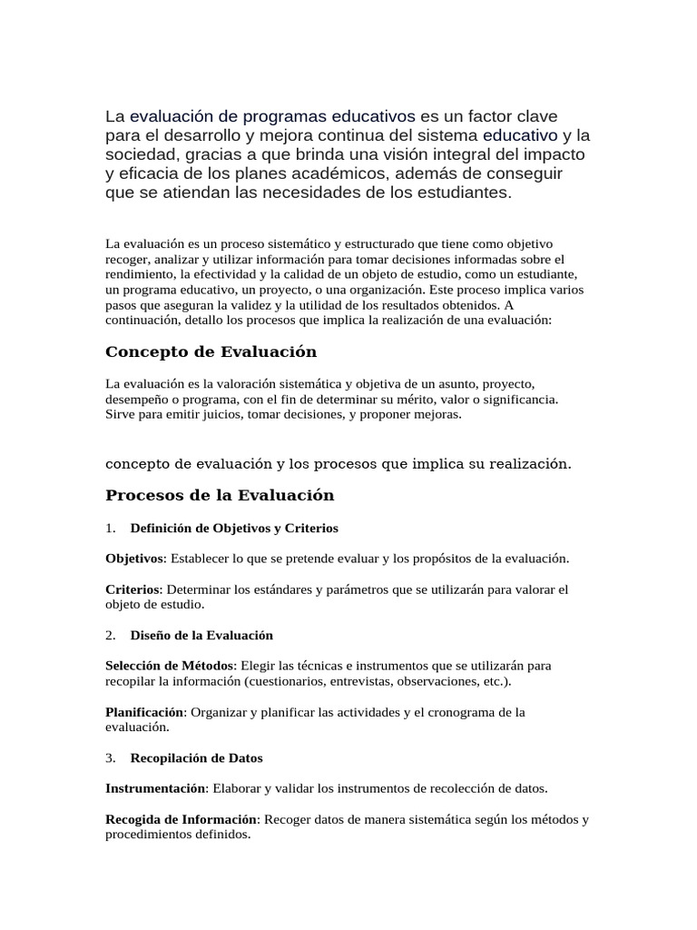 La Evaluación de Programas Educativos Es Un Factor | PDF | Evaluación | Datos