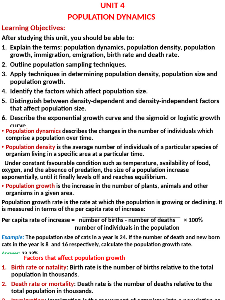 Tridax Population Dynamics Overview | PDF | Famine | Mortality Rate