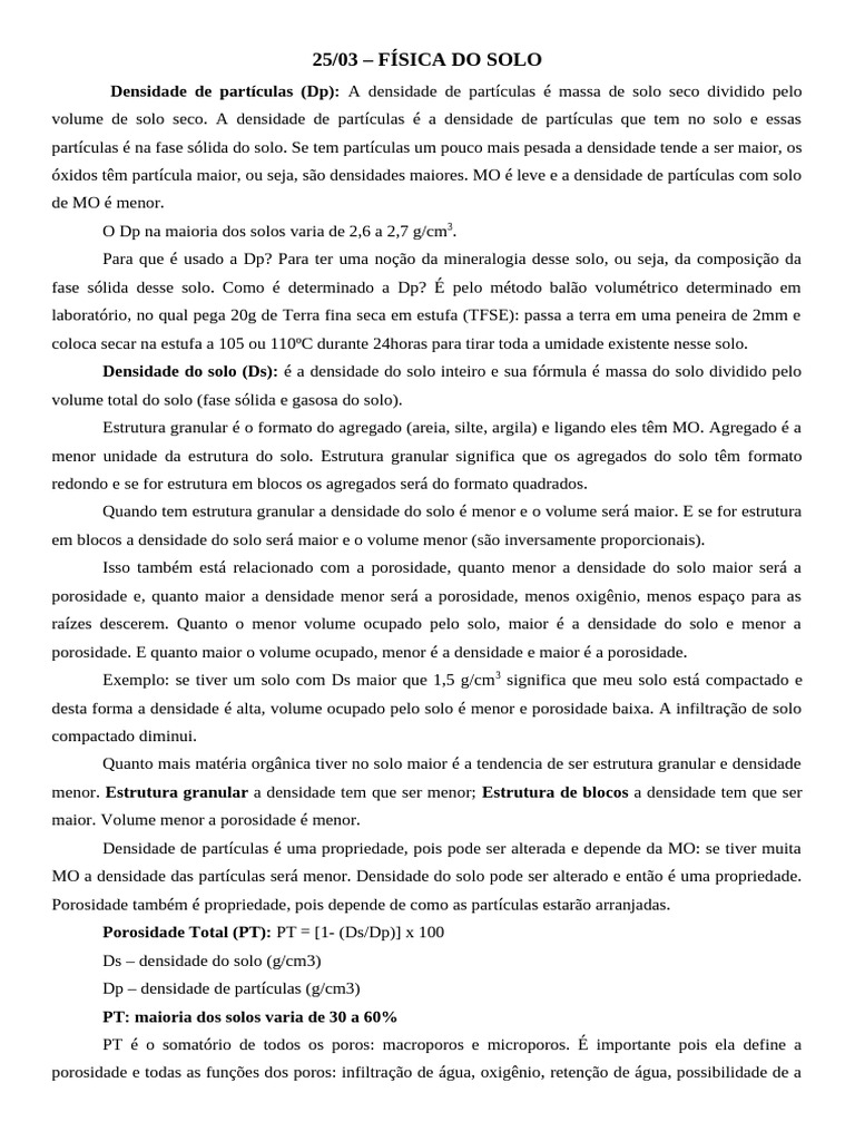 Fórmula da Porosidade do Solo | PDF | Solo | Porosidade