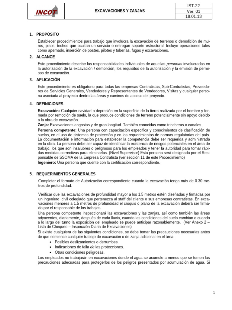 IST-22 Excavaciones y Zanjas | PDF