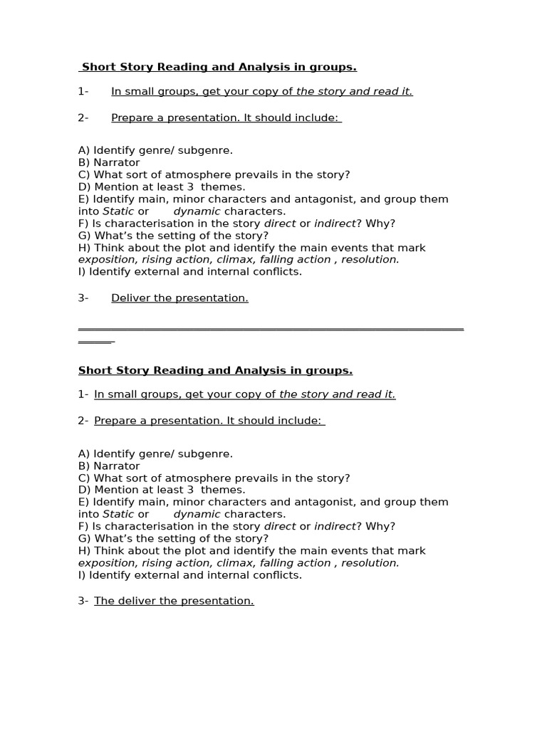 Short Story Reading and Analyisis | PDF