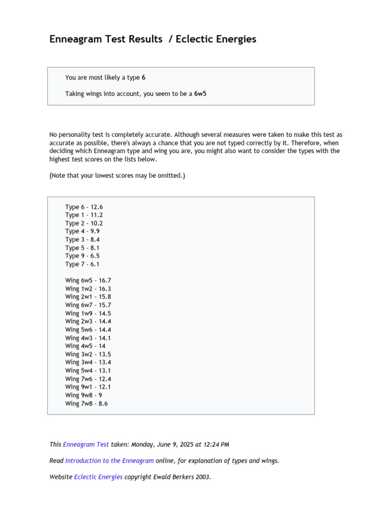 Enneagram Test | PDF