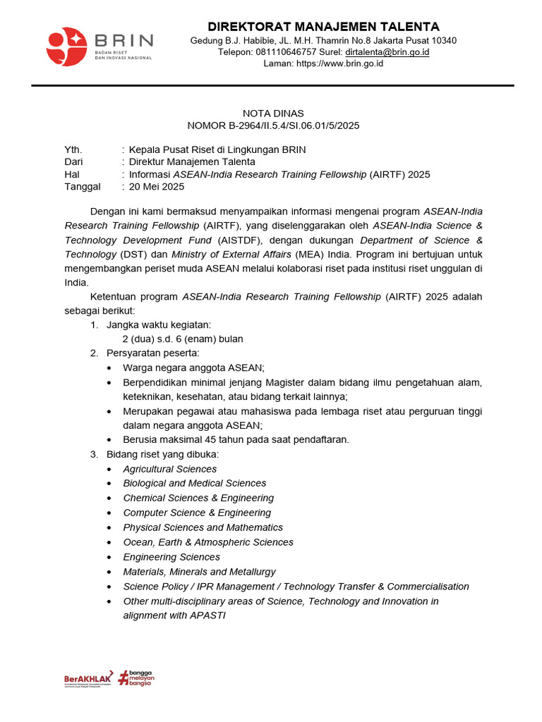 Fellowship Riset ASEAN-India 2025 | PDF