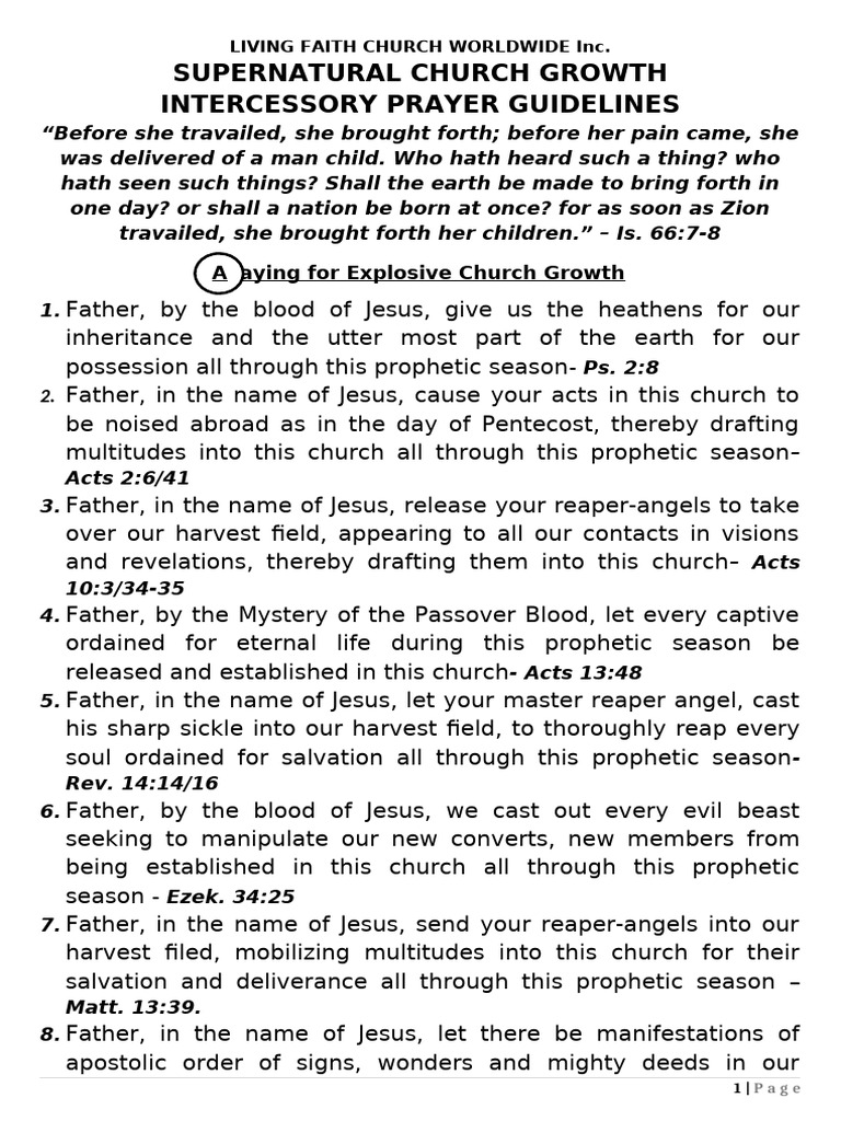 Supernatural Church Growth Intercessory Prayer Guidelines (HM) | PDF ...