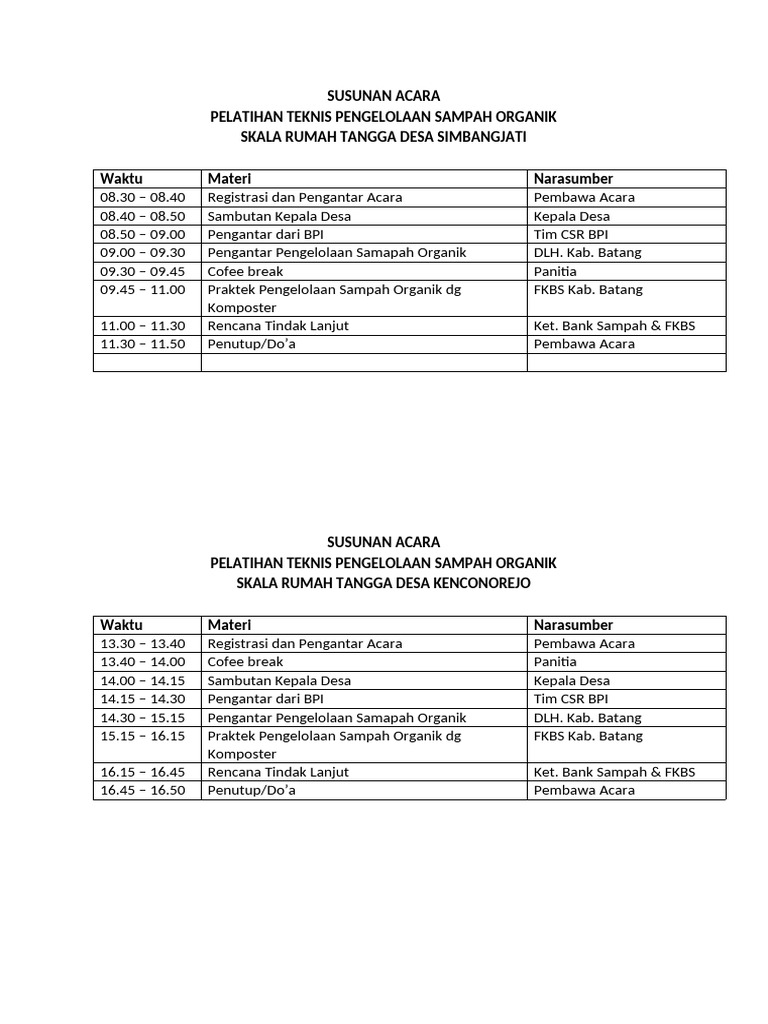 Susunan Acara | PDF
