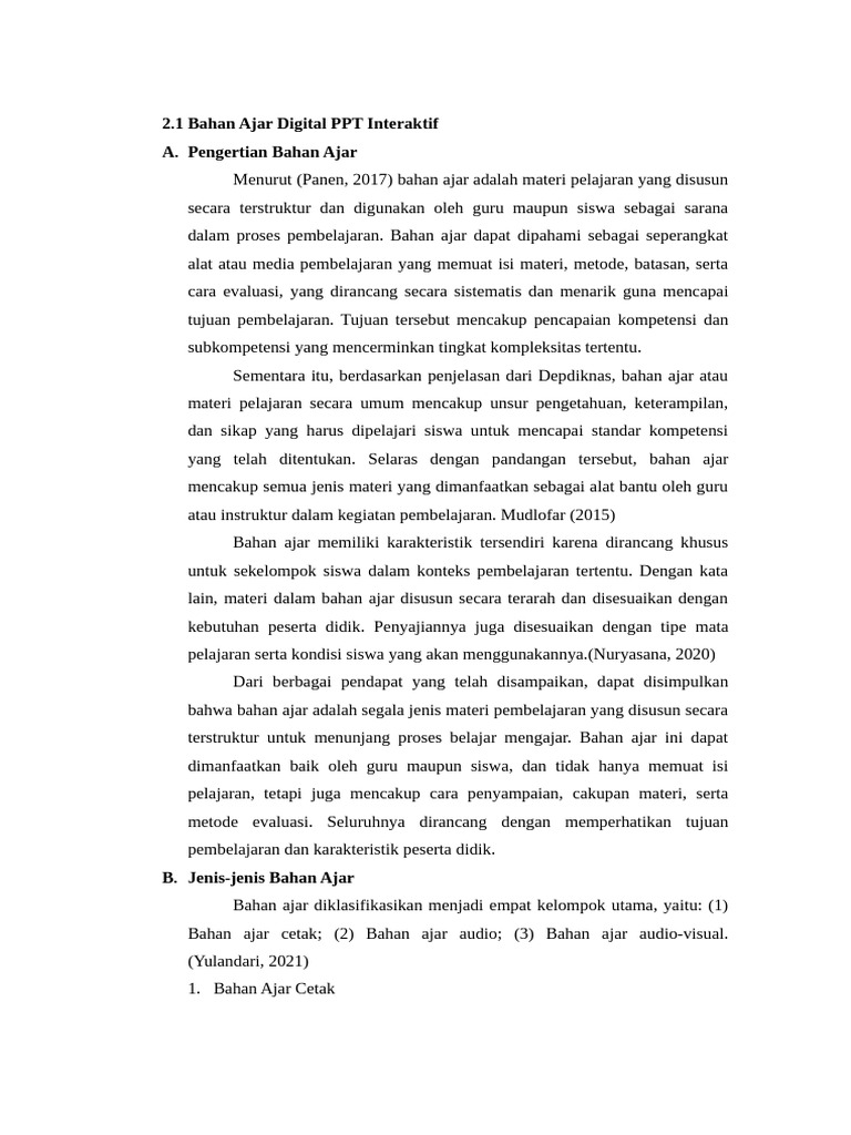 2.1 Bahan Ajar Digital PPT Interaktif | PDF