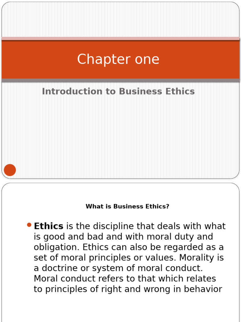 Business Ethics Chapter One PPTX+ | PDF | Morality | Business Ethics