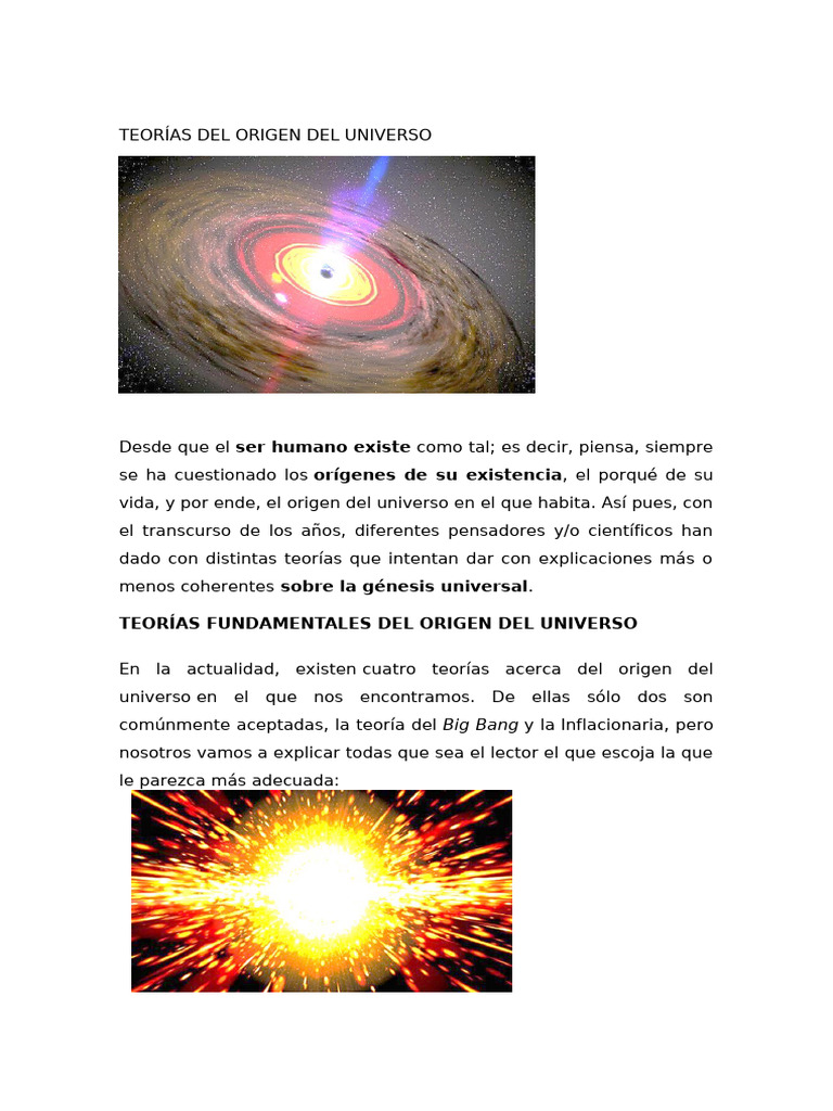 Teorias Del Origen Del Universo | PDF | Universo | Big Bang