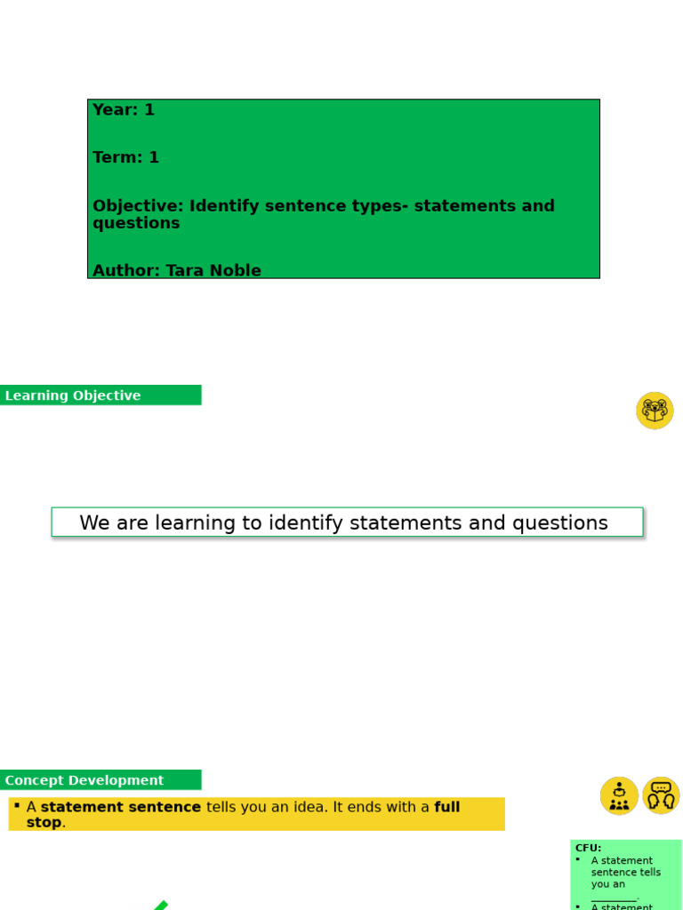 Identify Sentence Types Statements and Questions | PDF | Question