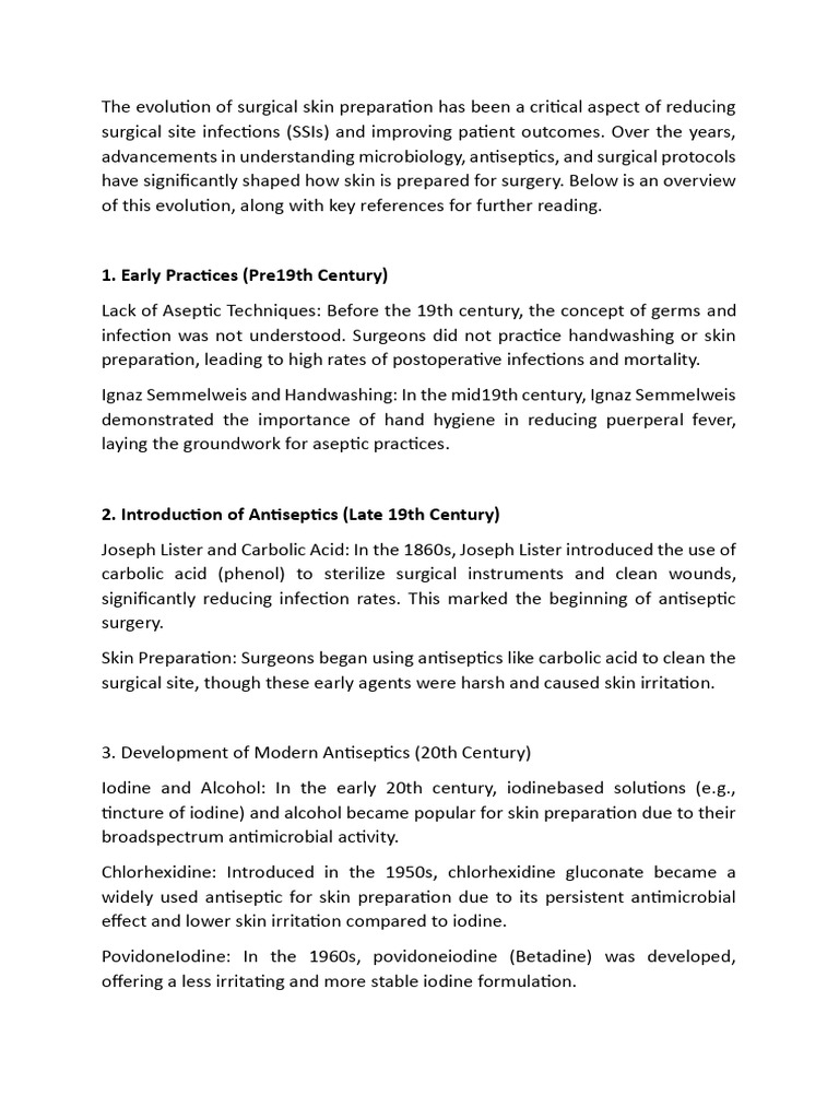 Evolution of Surgical Skin Preparation | PDF | Surgery | Hand Washing