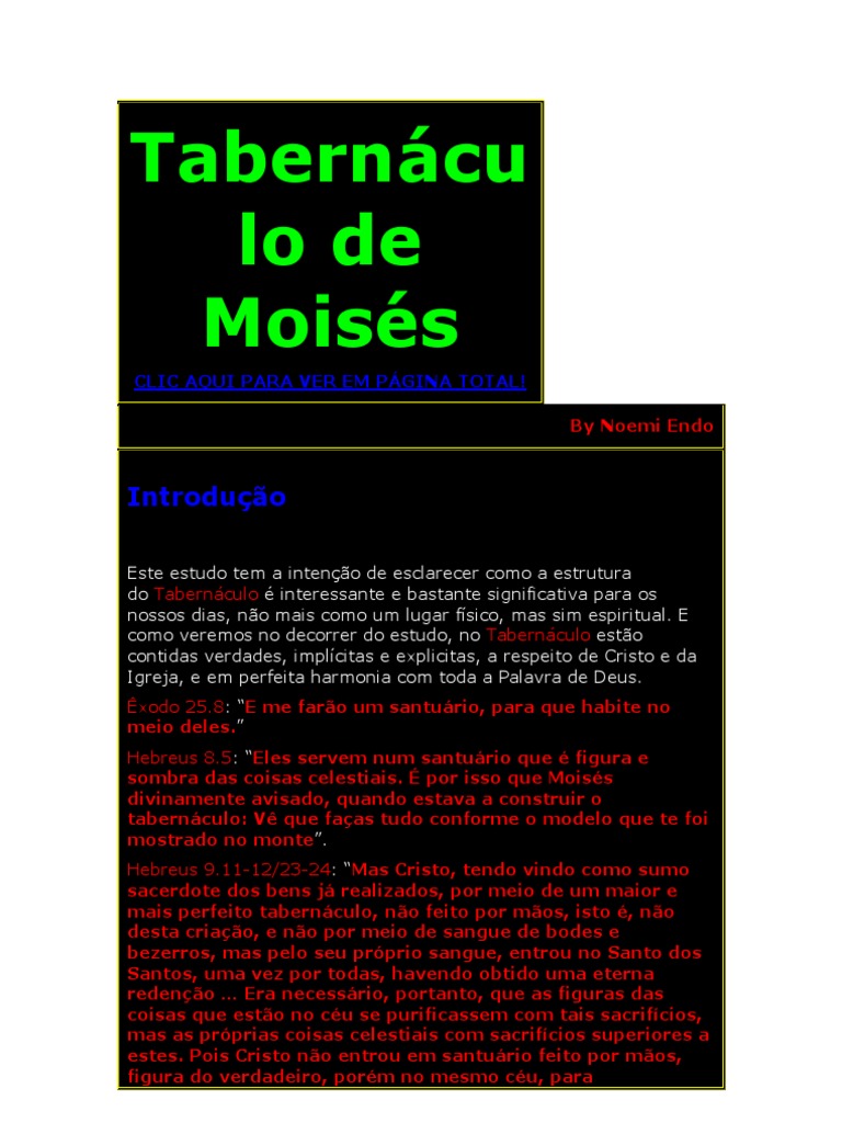 Tabernáculo de Moisés | PDF | Santuário | Pecado