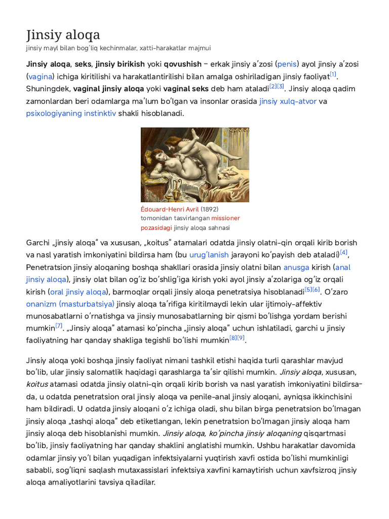 Jinsiy Aloqa - Vikipediya | PDF