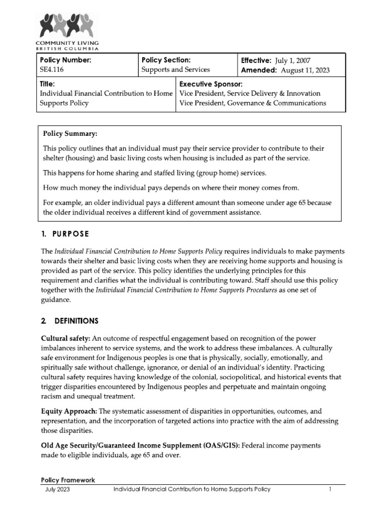 Individual Contribution Policy CLBC | PDF