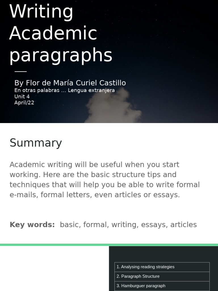 Writing Academic Paragraphs | PDF