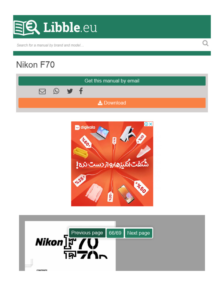 Manual Nikon F70 (Page 1 of 69) (English) | PDF | Camera | Flash (Photography)