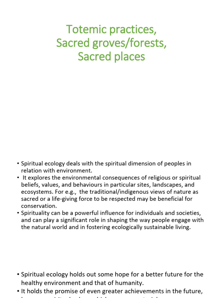 Totemic Practices, Sacred Groves&Forests, Sacred Places | PDF | Conservation Biology | Ecology