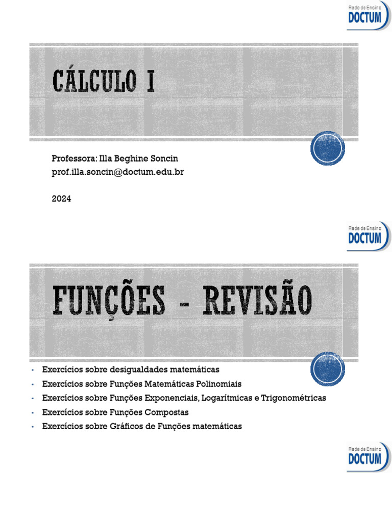 Exercícios de Funções Matemáticas | PDF | Matemática elementar | Análise