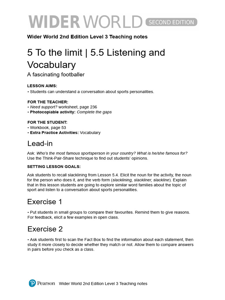 5.5 Listening and Vocabulary - A Fascinating Footballer | PDF | Vocabulary