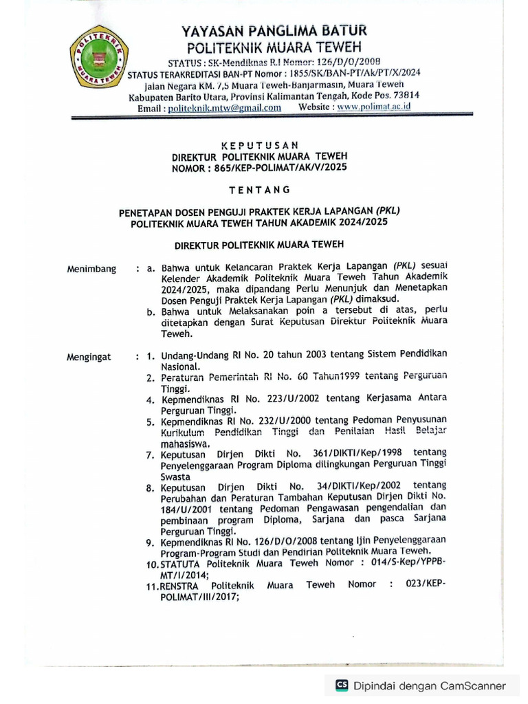 SK Penguji PKL | PDF